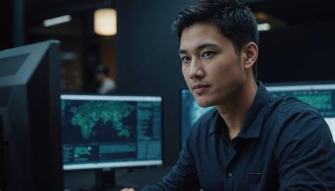 Young Asian Programmer Coding On Laptop In Dimly Lit Room Unveiling The World Of Hacking