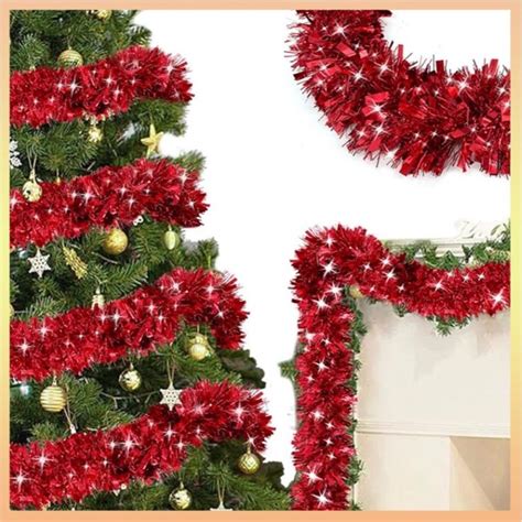 1 Pack Tinsel Christmas Garland Decoration Total 33 Feet Metallic