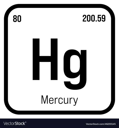 Mercury Hg Periodic Table Element Royalty Free Vector Image