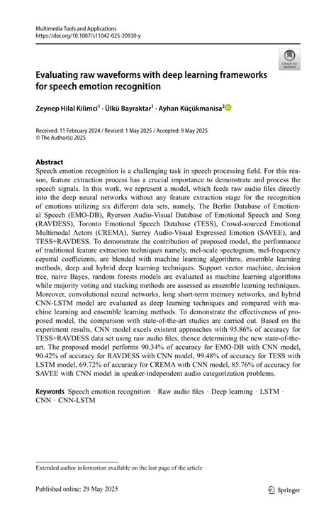 Pdf Evaluating Raw Waveforms With Deep Learning Frameworks For Speech Emotion Recognition