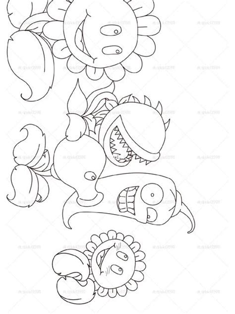 简笔画植物大战僵尸涂色打印（精选11张） 简笔画图片大全