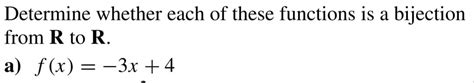 solved determine whether each of these functions is a bijection from 𝐑