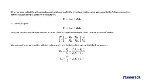 Solved Determine The T Parameters For The Two Port Network Shown In