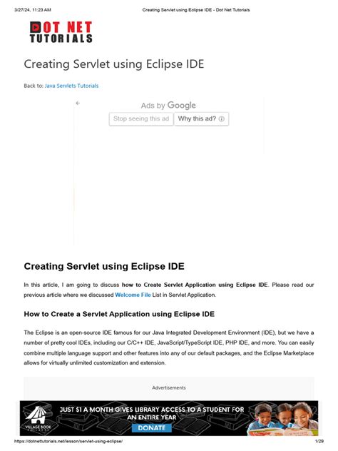 Creating Servlet Using Eclipse Ide Pdf Eclipse Software Java
