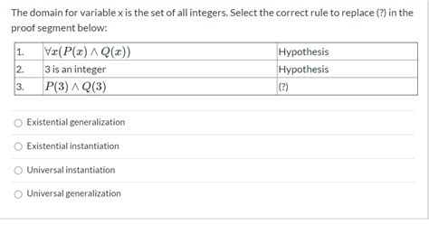 Solved Question 1 3 Pts The Domain For Variable X Is The Set