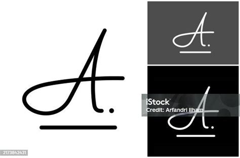 편지 A 초기 서명 스크립트 서예 손으로 그린 글꼴 벡터 디자인 일러스트 레이 션 서예에 대한 스톡 벡터 아트 및 기타 이미지