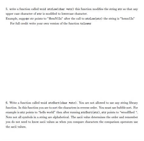 5 Write A Function Called Void Strlow Char Str