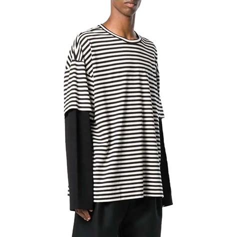 Custom Double Layer Long Sleeve Stripe T Shirt Men Clothing 260gsm Long
