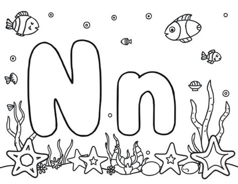 Bubble Letter N Underwater Scene Coloring Page Coloring Pages Free