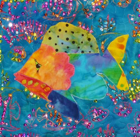 Damsel Stitching After Dark Scrappy Fish Block