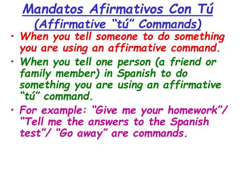 Ppt Mandatos Afirmativos Con Tú Powerpoint Presentation Free Download Id 5953781
