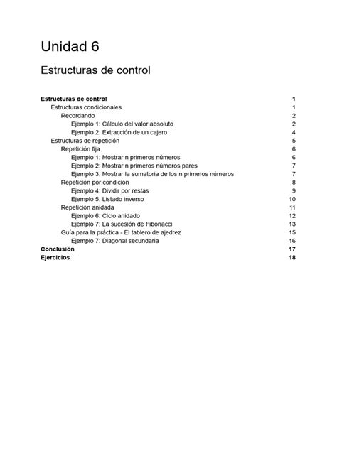 Unidad 6 Estructuras De Control Pdf Flujo De Control Entero