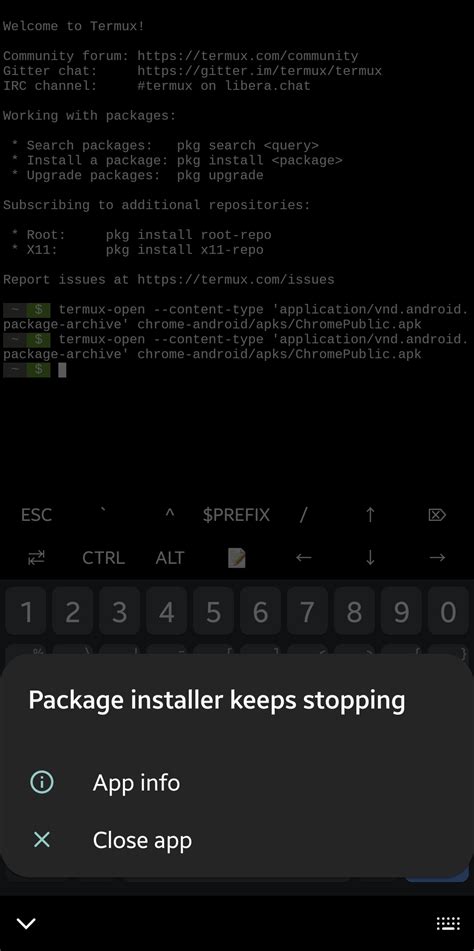 [bug] termux open apk package installer crash · issue 8640 · termux
