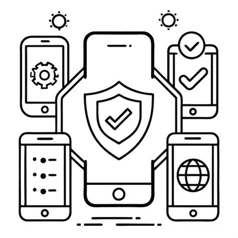Mobile Phone Security Concept Smartphones With Shield And Check Marks
