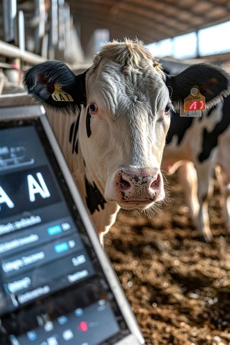 A High Tech Cow Farm Managed By Artificial Intelligence Dashboard With Phrase Ai And Cows