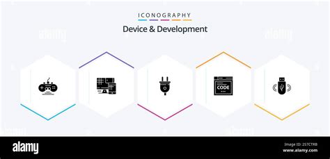 Device And Development 25 Glyph Icon Pack Including Share Coding Electric Code Browser