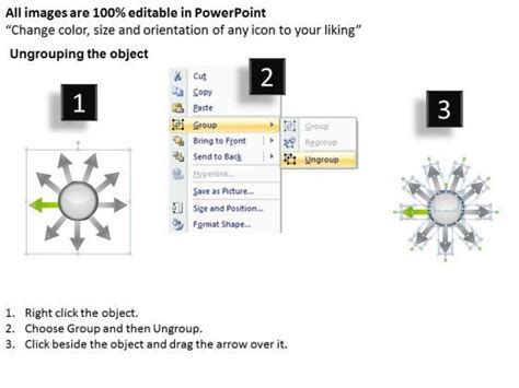 Steps Diverging And Converging Relative Circular Flow Arrow Network PowerPoint Templates