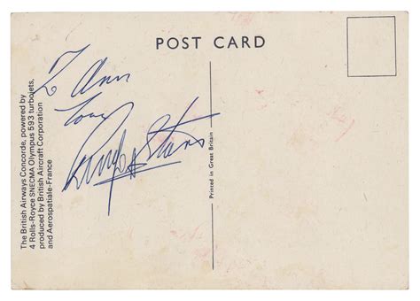 Beatles Ringo Starr Signed Postcard Rr Auction