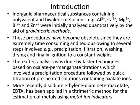 Solution 2 Theoretical Considerations And Application In Drug Analysis Complexometric Analysis