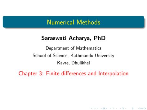 numerical methods finite differences and interpolation