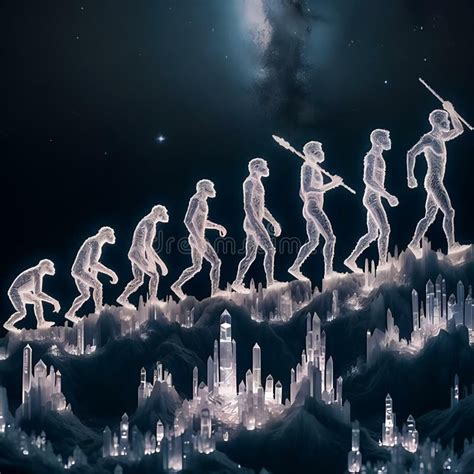 Illustration Showing The Evolution Of The Human Species Stock