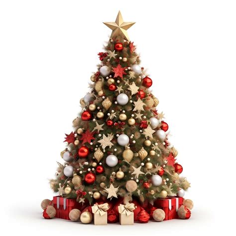 Christmas Tree With Colorful Ornaments Holiday Isolated On White