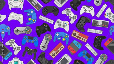 Video Game Controller Background Gadgets Seamless Pattern Stock