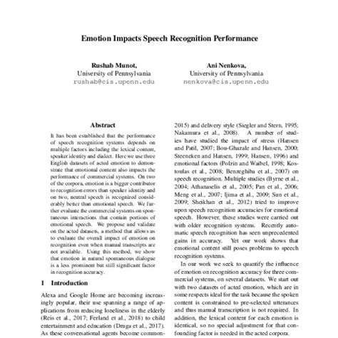 Emotion Impacts Speech Recognition Performance Acl Anthology