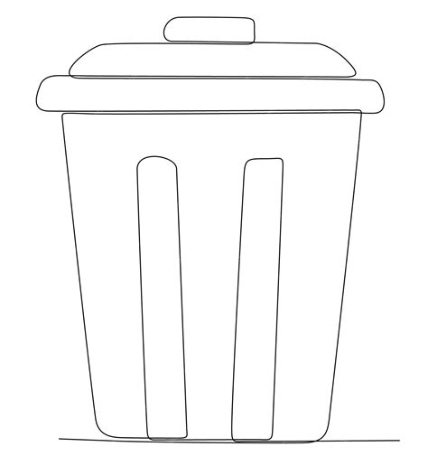 연속 라인 아트 드로잉 스타일의 폐기물 컨테이너 휴지통을 가리키는 화살표는 사람들에게 상기시킵니다 프리미엄 벡터
