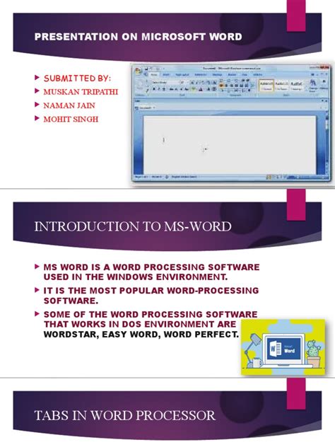 Presentation On Microsoft Word Submitted By Muskan Tripathi Naman