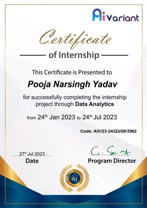 Pooja Yadav On Linkedin I Have Successfully Completed 6 Month Internship From Aivariant