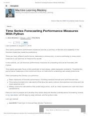 Time Series Forecasting Performance Measures With Python Pdf Time Series