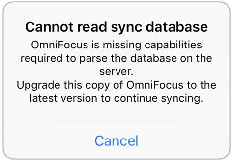 OmniFocus Error Cannot Read Sync Database Support The Omni Group