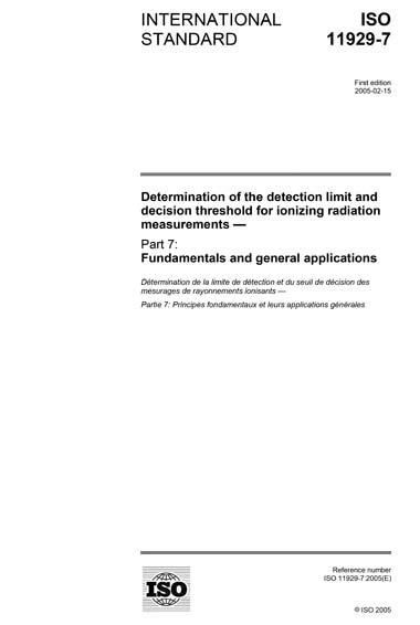 Iso 11929 7 2005 Determination Of The Detection Limit And Decision