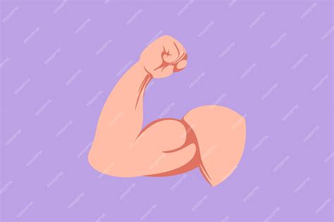 팔 Bicep 강한 손 아이콘의 만화 플랫 스타일 그리기 강한 힘 근육 팔 로고 레이블 피트 니스 클럽 상징 강도 인간의 손 그래픽 디자인 벡터 일러스트 레이 션에 대 한