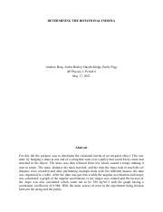 Rotational Inertia Formal Lab Report Pdf DETERMINING THE ROTATIONAL INERTIA Andrew Berg Aiden