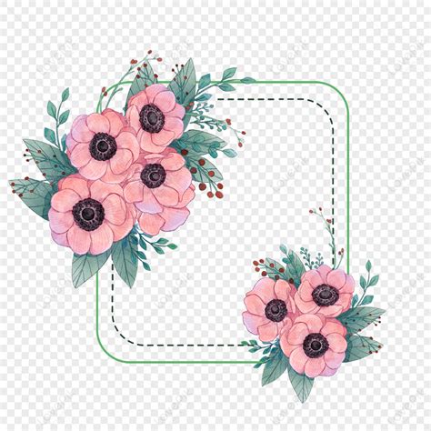 핑크 수채화 말미잘 꽃 일러스트 결혼식 테두리 장미자연미술 Png 일러스트 무료 다운로드 Lovepik