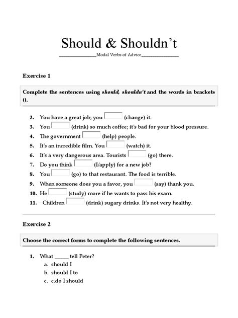 Modal Verbs Exercise 3 Pdf Syntax Grammar