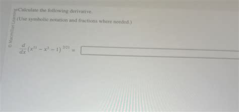Solved Calculate the following derivative.(Use symbolic | Chegg.com