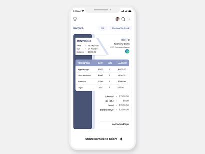 Invoice And Billing Mobile App UI Kit By Kvivekdesigner EpicPxls