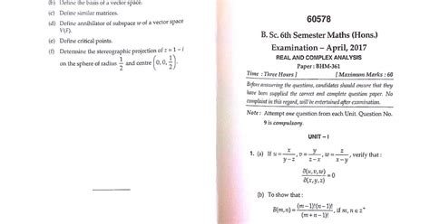 Shiksha B Sc Hons Mathematics 6th Sem Exam Paper