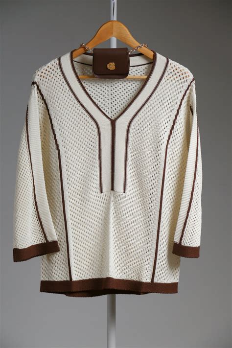 Pull Long Col V Bicolore Avec Pochette Caroline Biss — Vetement Original Femme Fashion Tenue