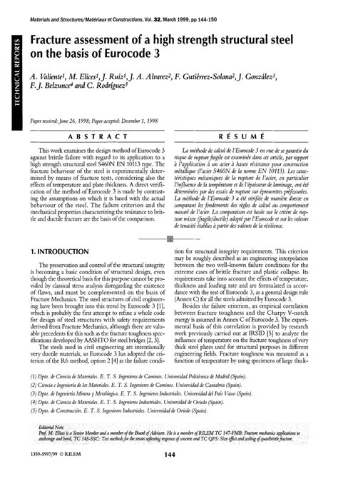 Pdf Fracture Assessment Of A High Strength Structural Steel On The Basis Of Eurocode 3