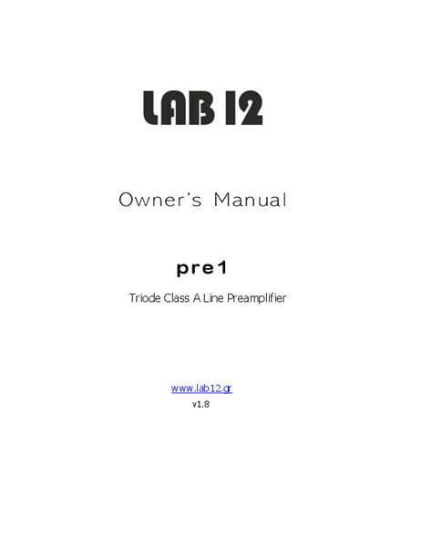 lab12 pre1 triode class a line preamplifier owner s manual