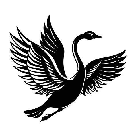 A Silhouette Flying Bird Swan Black And White Logo Clip Art 42895397