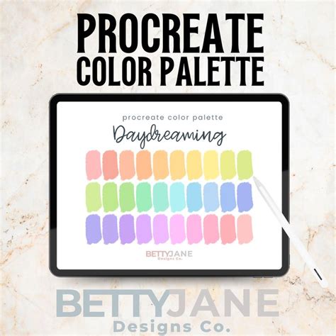 Daydreaming 30 Color Pastel Rainbow Procreate Palette With Hex Codes