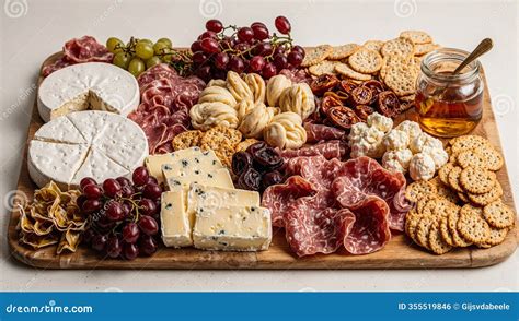 Elegant Charcuterie Board With Cured Meats Cheese Olives Bread And Nuts