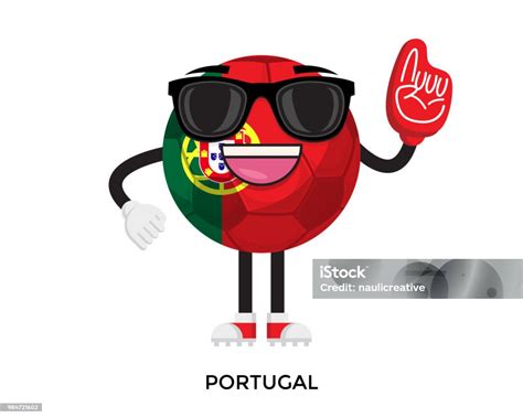 멋진 국제 포르투갈 국기 축구 볼 팬 마스코트 토너먼트 그림 Championship에 대한 스톡 벡터 아트 및 기타 이미지 Championship