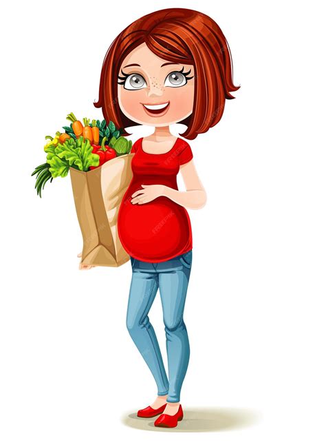 Premium Vector Pregnant Female Cartoon Character Illustration