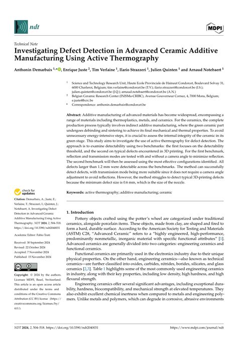 Pdf Investigating Defect Detection In Advanced Ceramic Additive